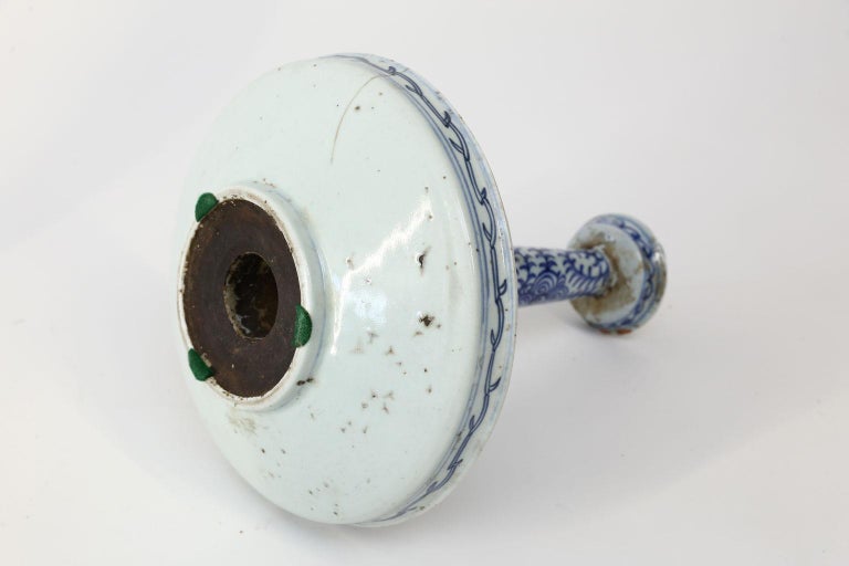 Pair of Chinese Faience Candlesticks at 1stDibs