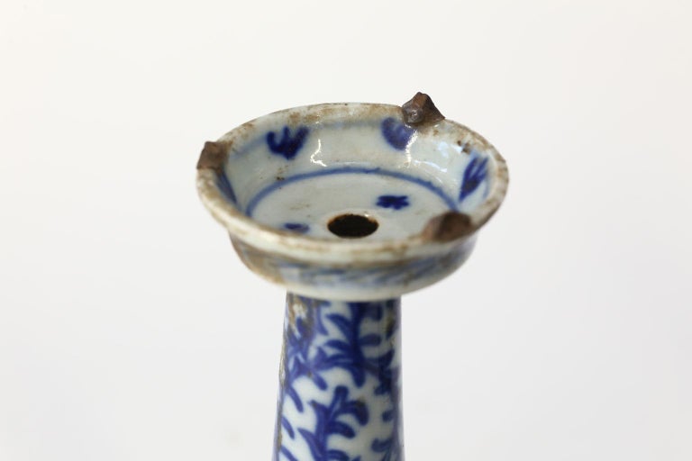 Pair of Chinese Faience Candlesticks at 1stDibs