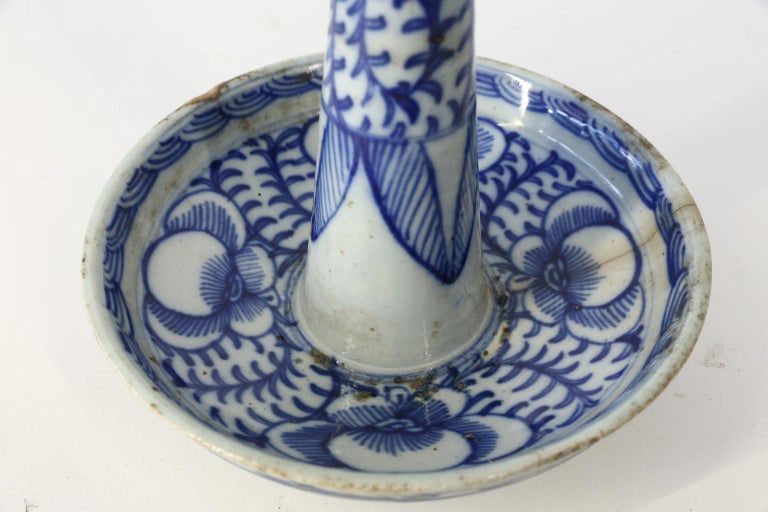 Pair of Chinese Faience Candlesticks at 1stDibs