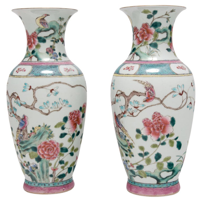 Pair of Chinese Famille Rose Phoenix Tail Vases, circa 1850 For Sale at ...