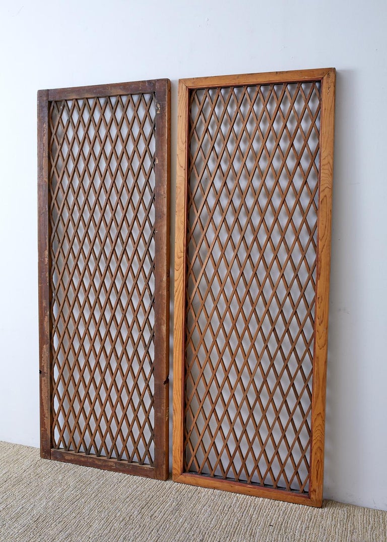 Pair of Chinese Geometric Lattice Window Panels For Sale at 1stDibs ...
