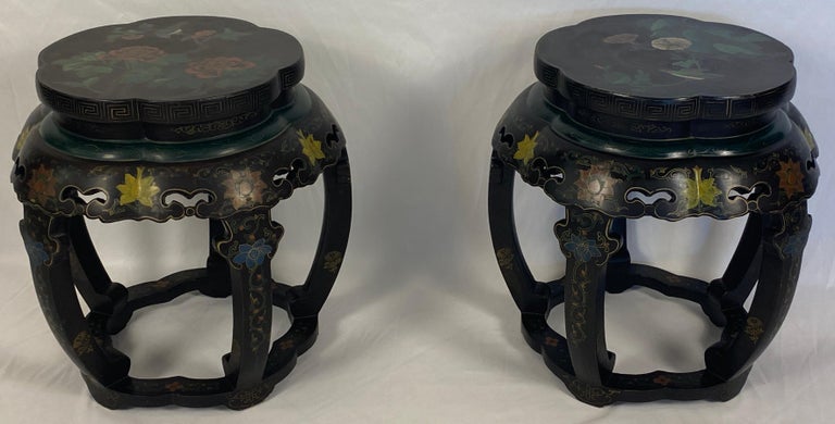 Pair of Chinese Hand Carved and Hand Painted Side Tables For Sale at ...