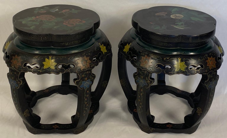 Pair of Chinese Hand Carved and Hand Painted Side Tables For Sale at ...