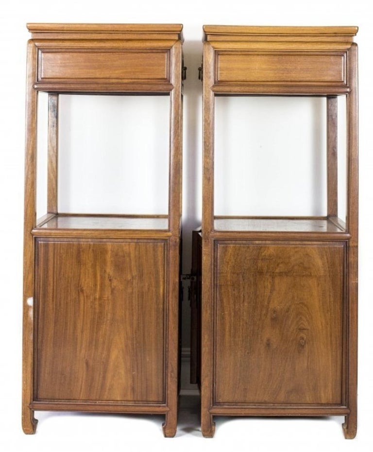 Pair of Chinese Hong-Mu Pedestal Cabinets For Sale at 1stDibs