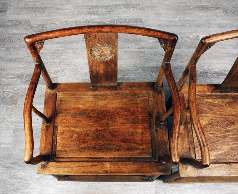Pair of Chinese Huanghuali Arm Chairs For Sale at 1stDibs
