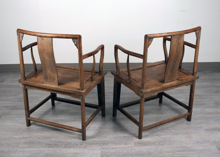 Pair of Chinese Huanghuali Arm Chairs For Sale at 1stDibs