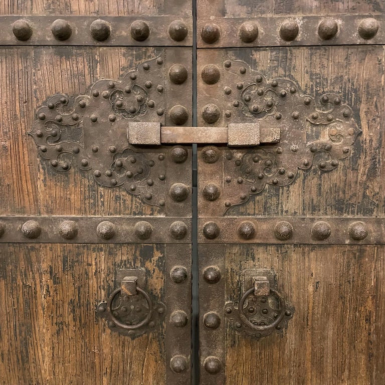Pair of Chinese Iron Bound Courtyard Doors, c. 1900 For Sale at 1stDibs