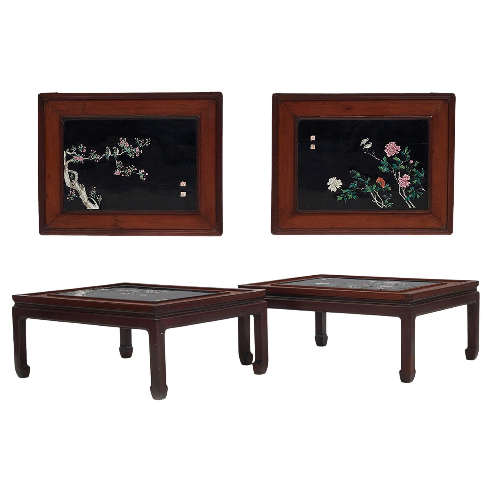 Pair of Chinese Lacquered Panel Coffee Tables For Sale at 1stDibs