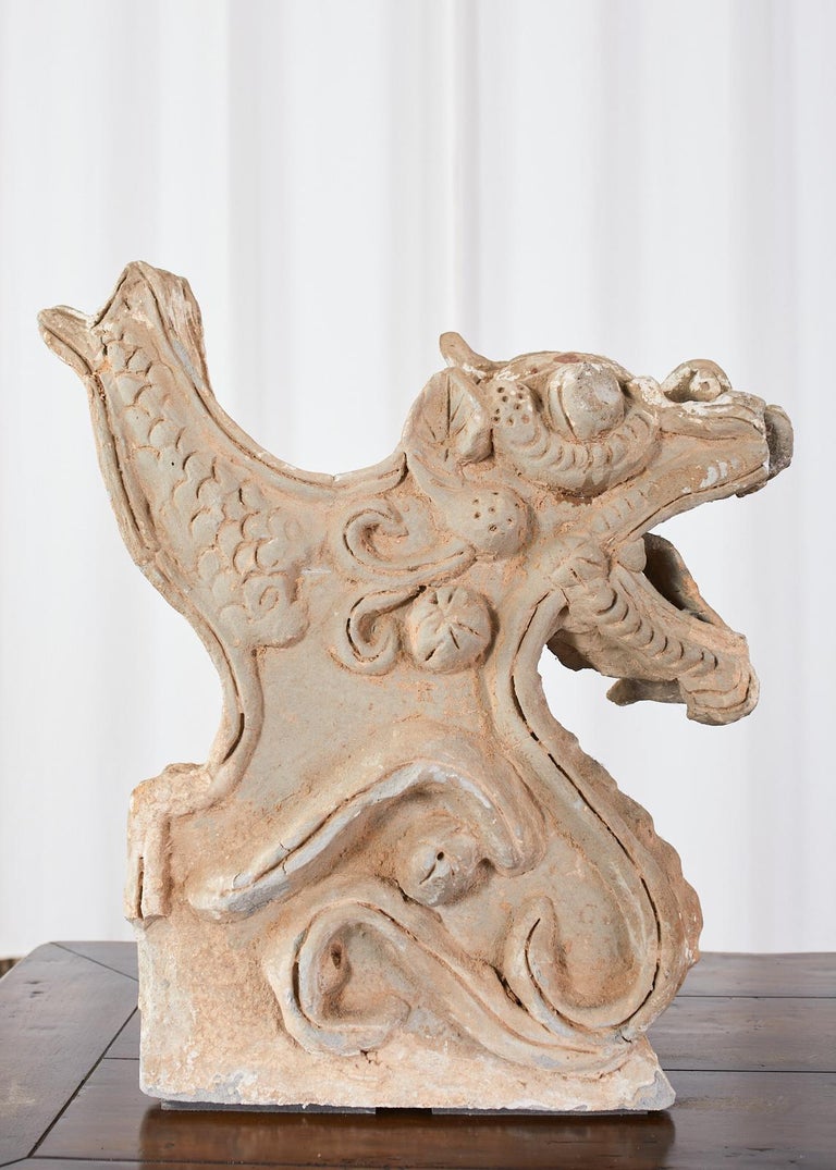 Pair of Chinese Ming Dynasty Style Dragon Roof Tiles at 1stDibs