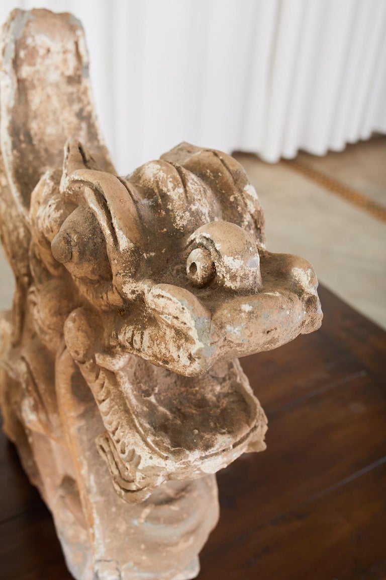 Pair of Chinese Ming Dynasty Style Dragon Roof Tiles at 1stDibs