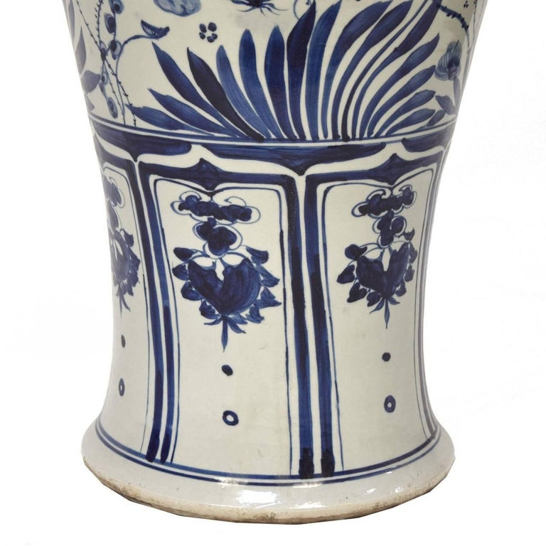 Pair of Chinese Monumental Blue and White Fish Jars with Shizi Tops For ...