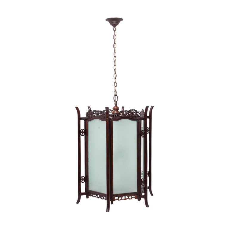 Pair of Chinese Ornate Six-Sided Lanterns, c. 1850 For Sale at 1stDibs