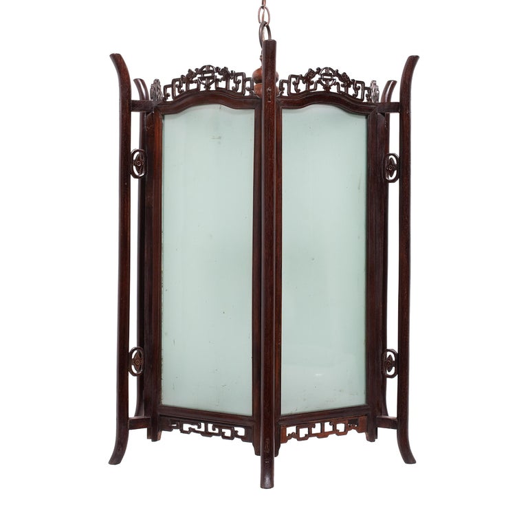 Pair of Chinese Ornate Six-Sided Lanterns, c. 1850 For Sale at 1stDibs
