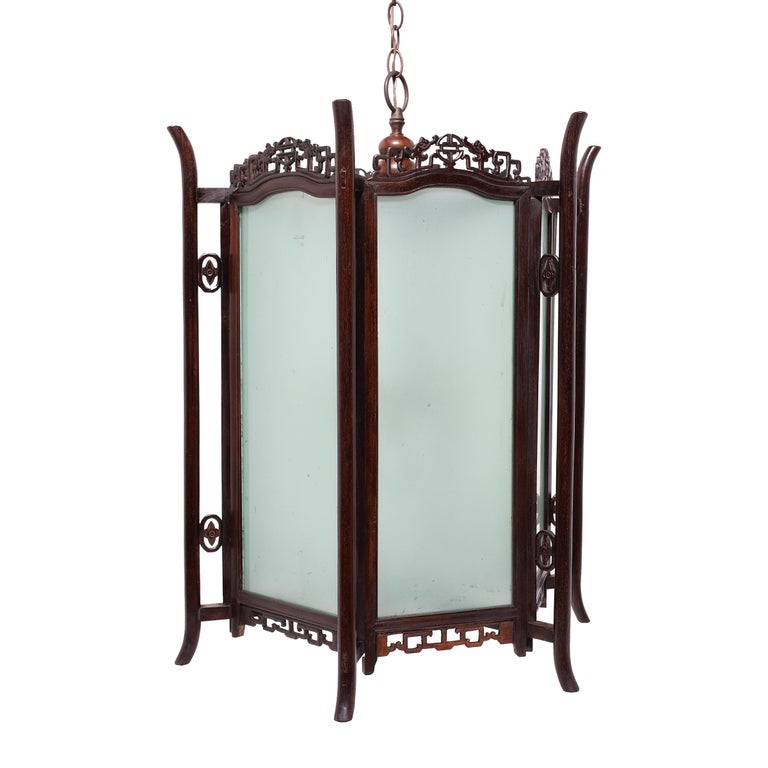 Pair of Chinese Ornate Six-Sided Lanterns, c. 1850 For Sale at 1stDibs