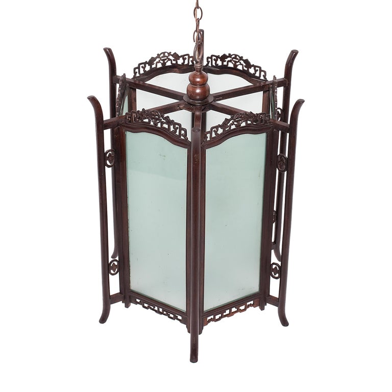 Pair of Chinese Ornate Six-Sided Lanterns, c. 1850 For Sale at 1stDibs