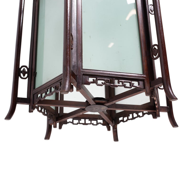 Pair of Chinese Ornate Six-Sided Lanterns, c. 1850 For Sale at 1stDibs