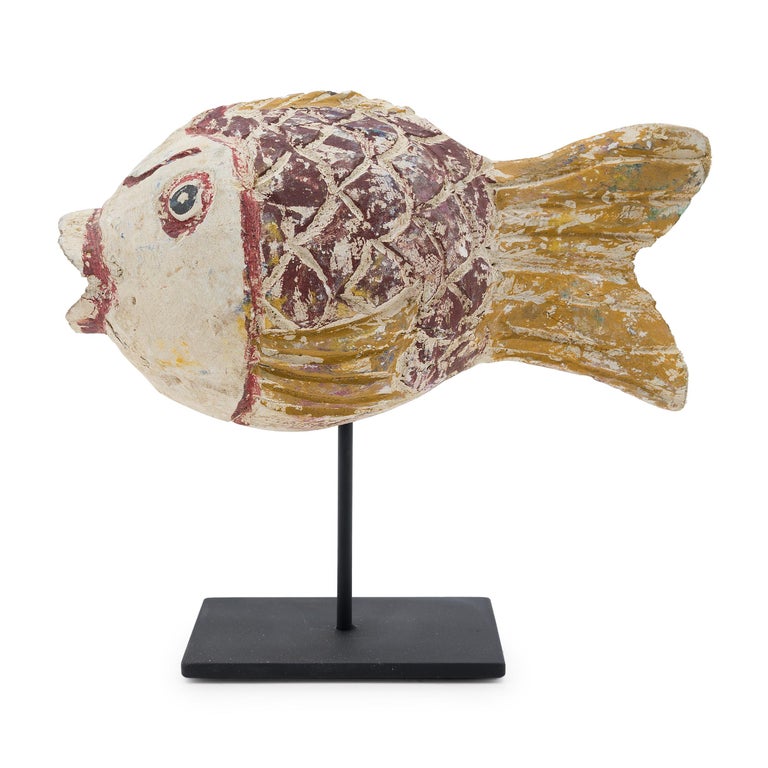 Pair of Chinese Painted Lucky Fish Sculptures at 1stDibs