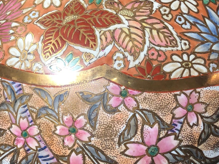 Pair of Chinese Palatial Vases Urns on Teak Pedestals Bird Decorated ...