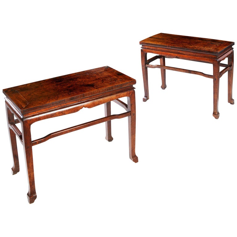 Pair of Chinese Qing Dynasty Longyanmu Side Tables For Sale at 1stDibs