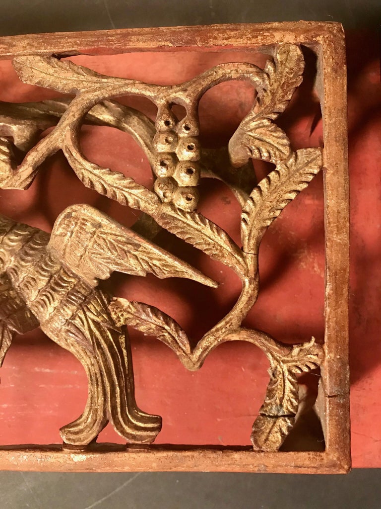 Pair of Chinese Qing Dynasty Openwork Wall Hanging Giltwood Carvings ...