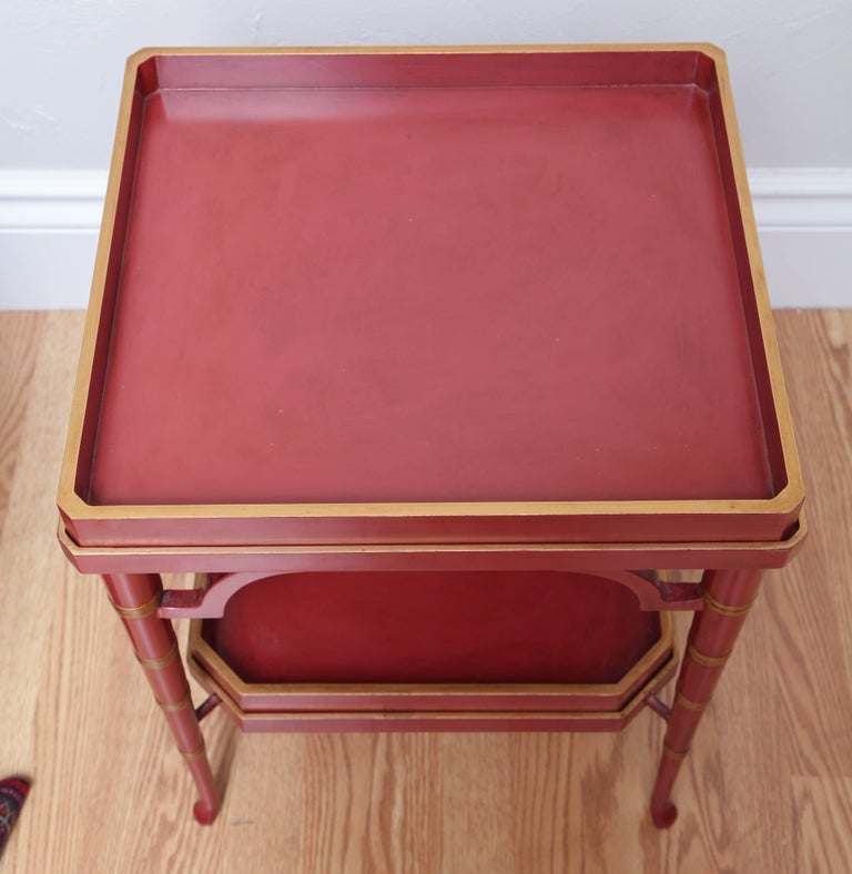 Pair of Chinese Red Double Tray Tables at 1stDibs