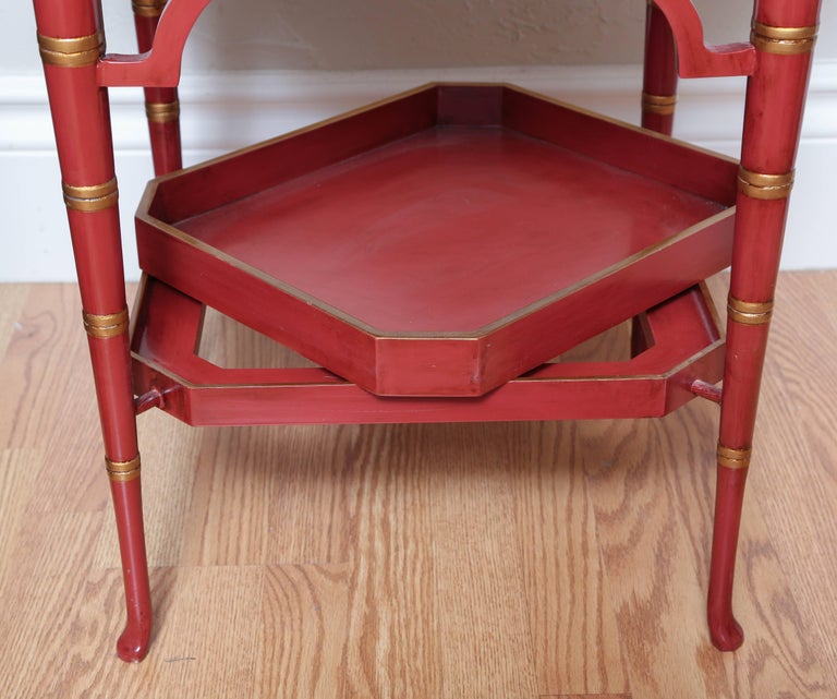 Pair of Chinese Red Double Tray Tables at 1stDibs