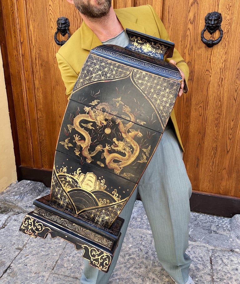 Pair of Chinese Republic Era Stacking Lacquered Box Set with Dragons ...
