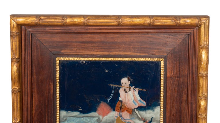 Pair of Chinese Reverse Paintings on Glass For Sale at 1stDibs