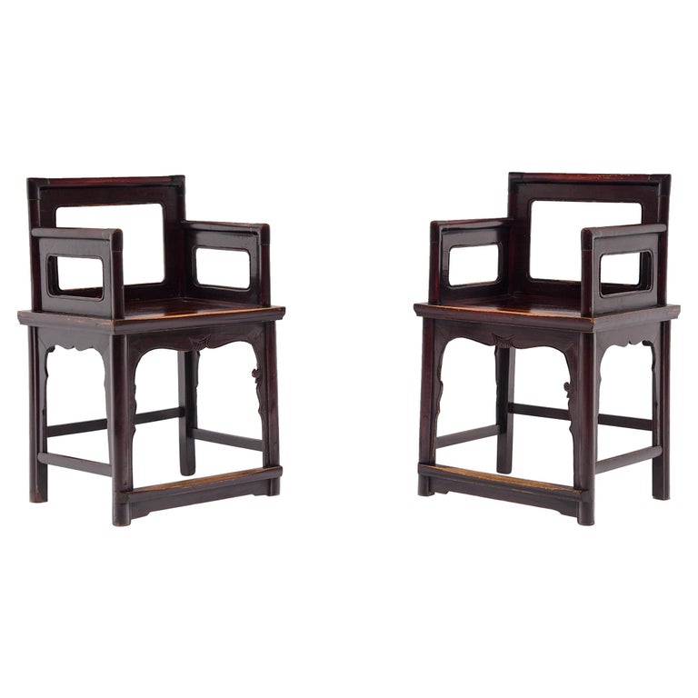 Pair of Chinese Rose Chairs, c. 1850 For Sale at 1stDibs