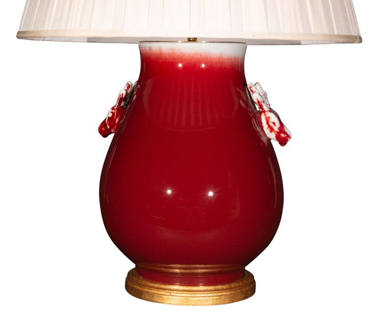 Pair of Chinese Sang De Boeuf Deer Head Porcelain Table Lamps For Sale ...