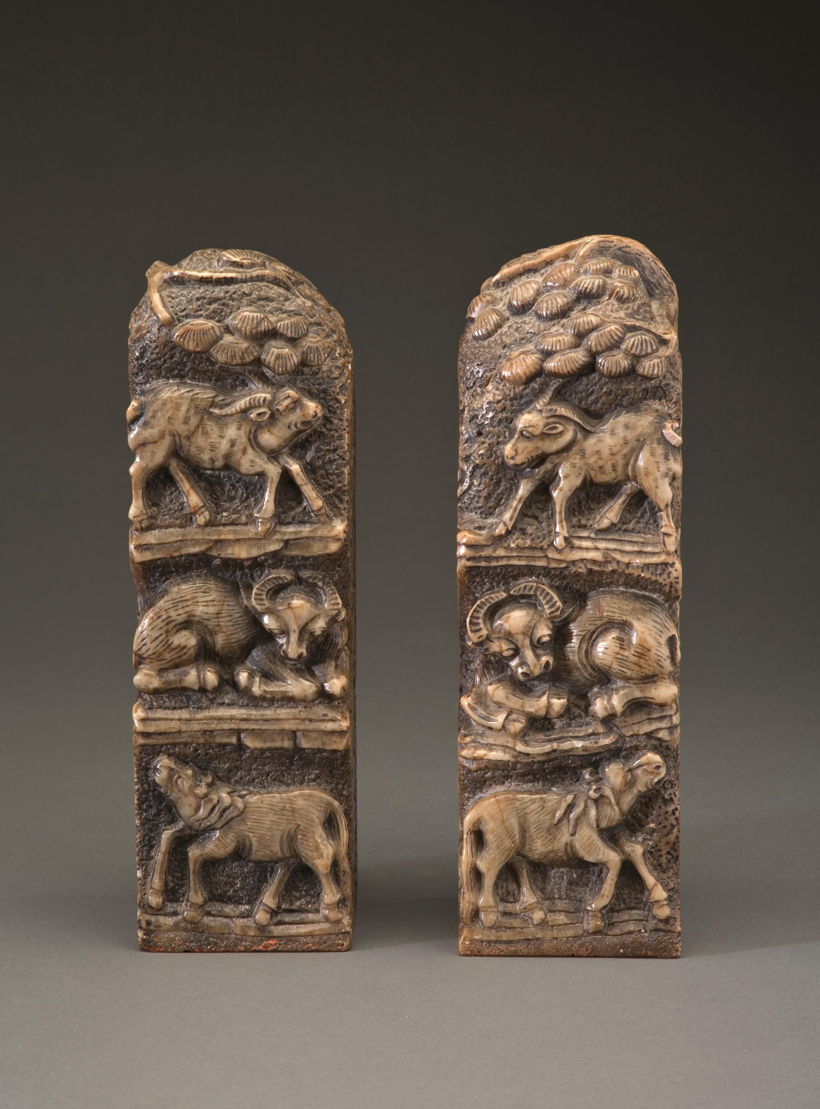 Pair of Chinese Soap Stone Chops with Stamp Carving at 1stDibs