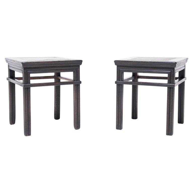 Pair of Chinese Stacked Stretcher Square Stools, c. 1850 For Sale at ...