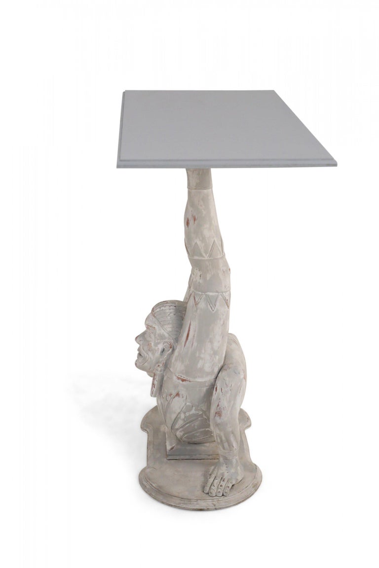 Pair of Chinese Wooden White Painted Contortionist Console Tables For ...