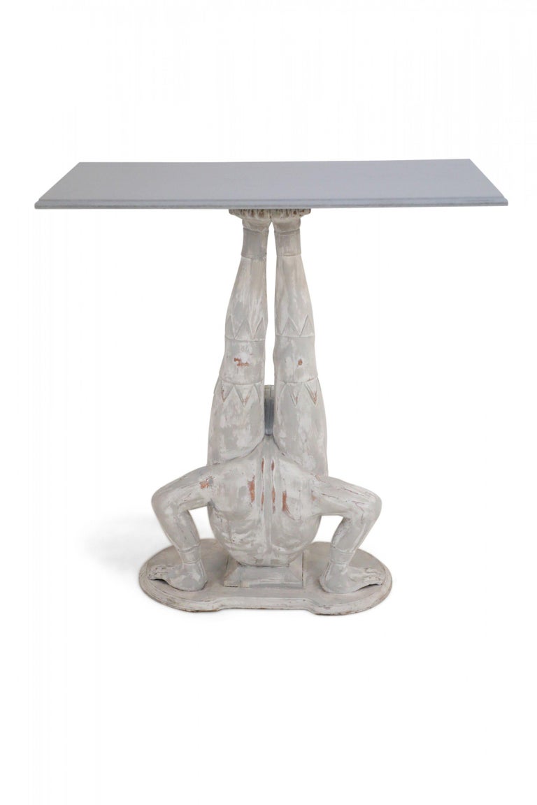 Pair of Chinese Wooden White Painted Contortionist Console Tables For ...