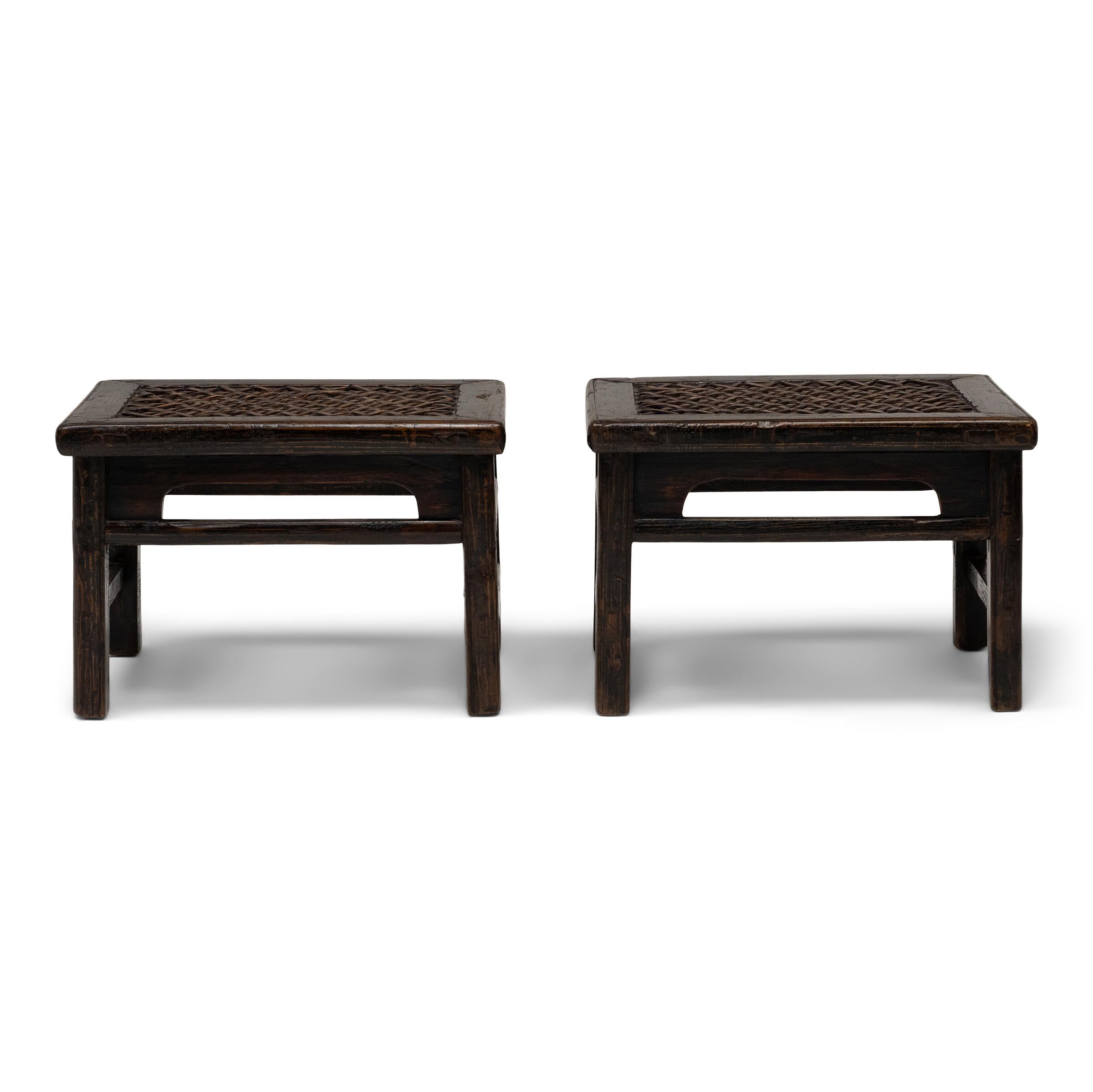 Pair of Chinese Woven Hide Stools, c. 1850 For Sale at 1stDibs