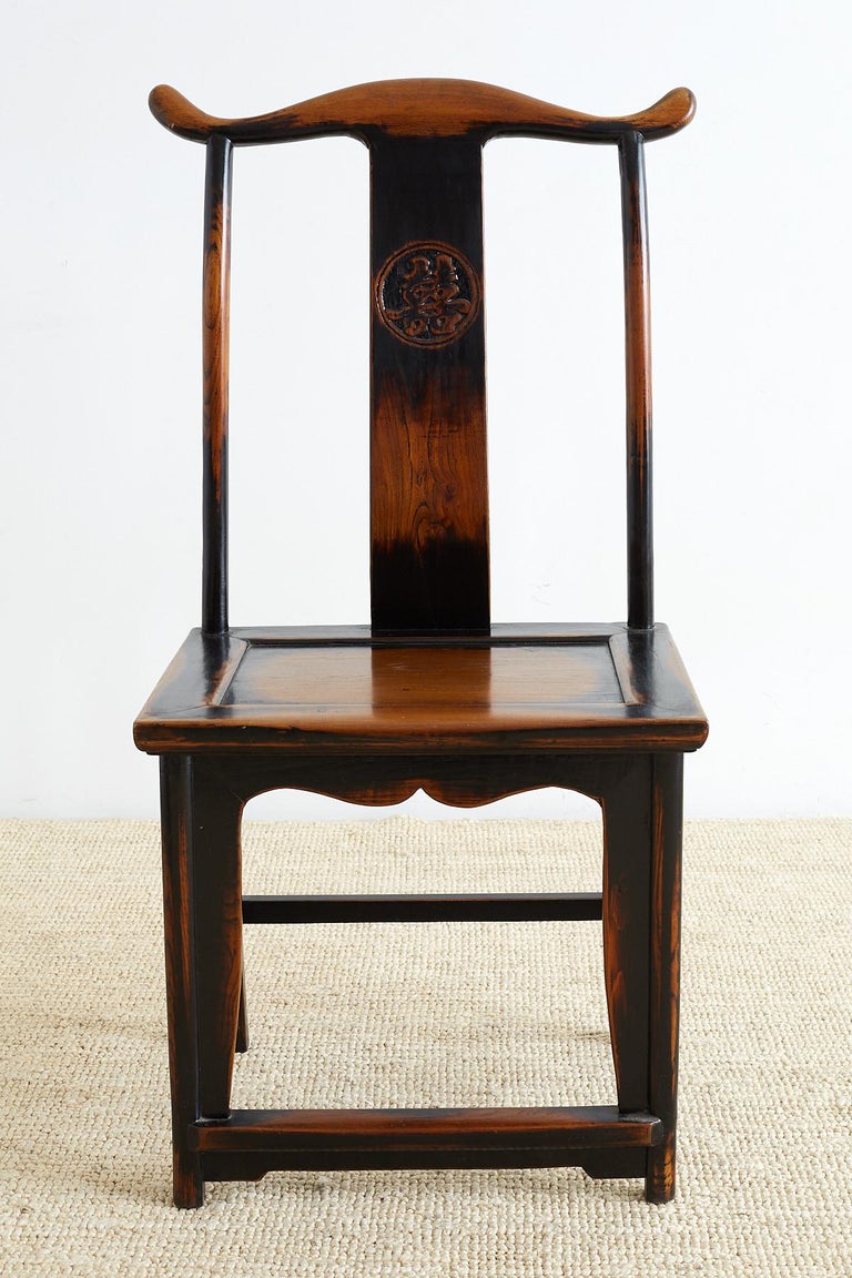 Pair of Chinese Yoke Back Official's Hat Chairs For Sale at 1stDibs