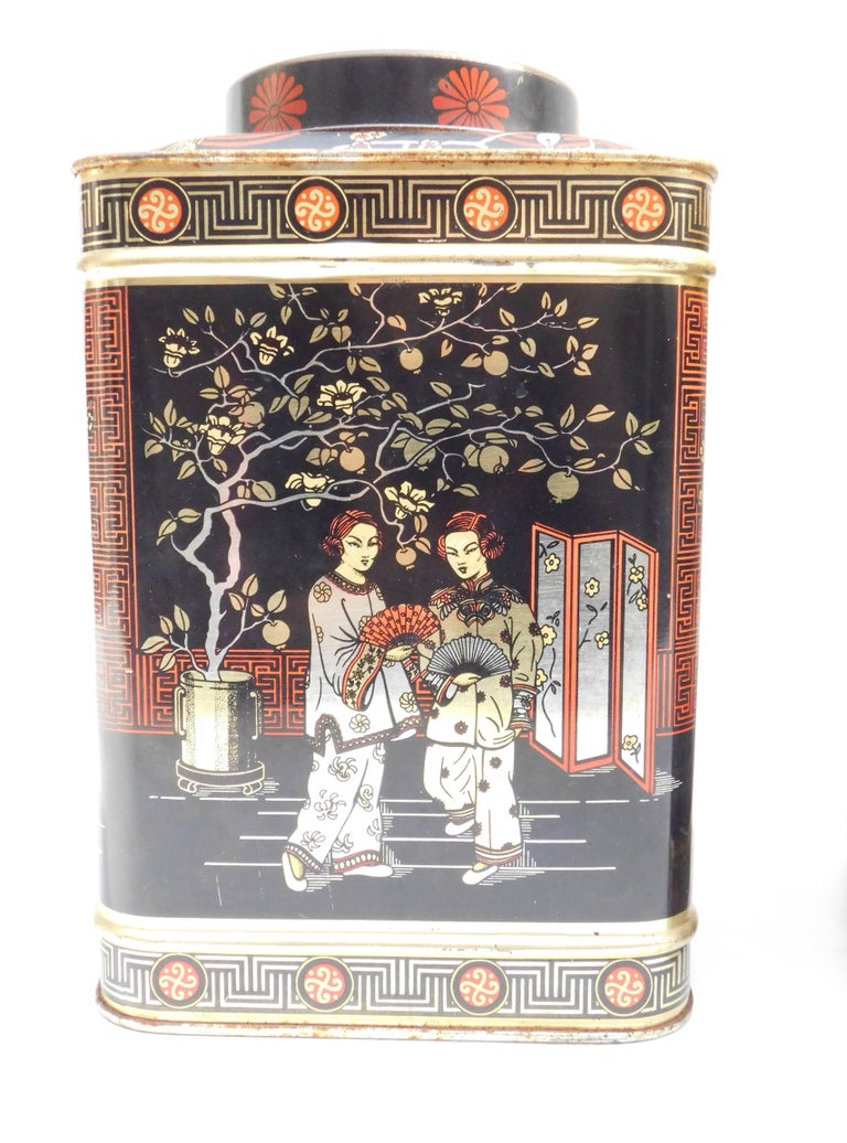 Pair of Chinoiserie Decorated Tole Tea Containers at 1stDibs