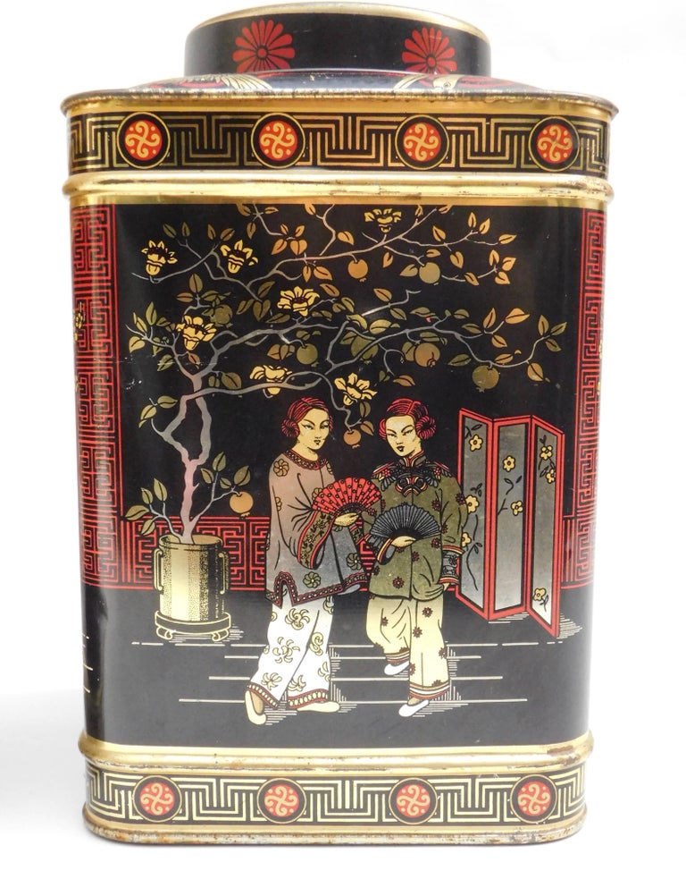 Pair of Chinoiserie Decorated Tole Tea Containers at 1stDibs