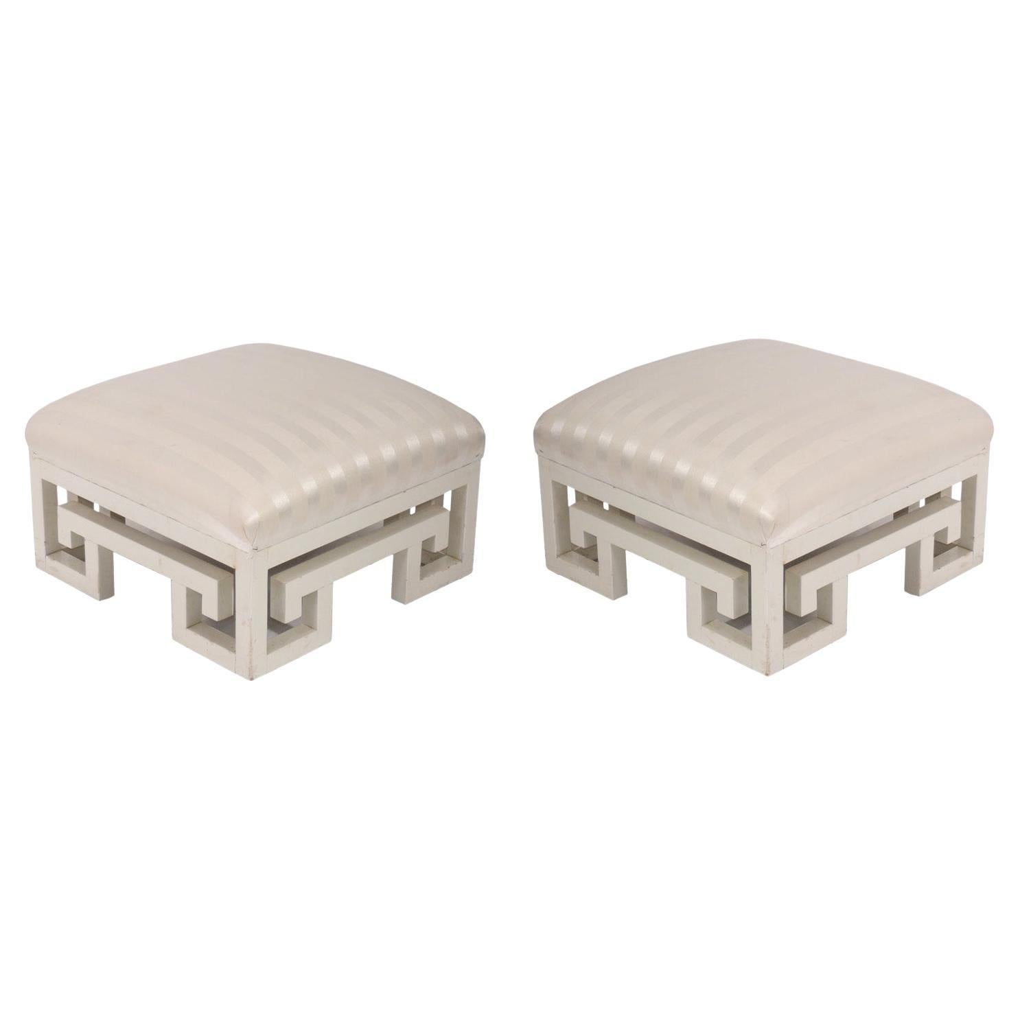 Pair of Custom Greek Key Stools For Sale at 1stDibs