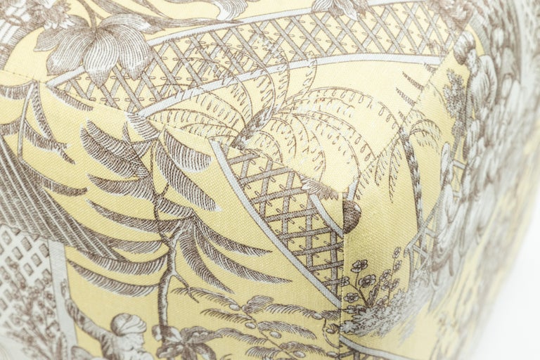 Pair of Chinoiserie Toile Ottomans For Sale at 1stDibs