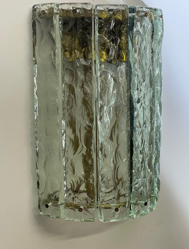 Pair of Chiseled Glass Wall Sconces by Max Ingrand for Fontana Arte ...