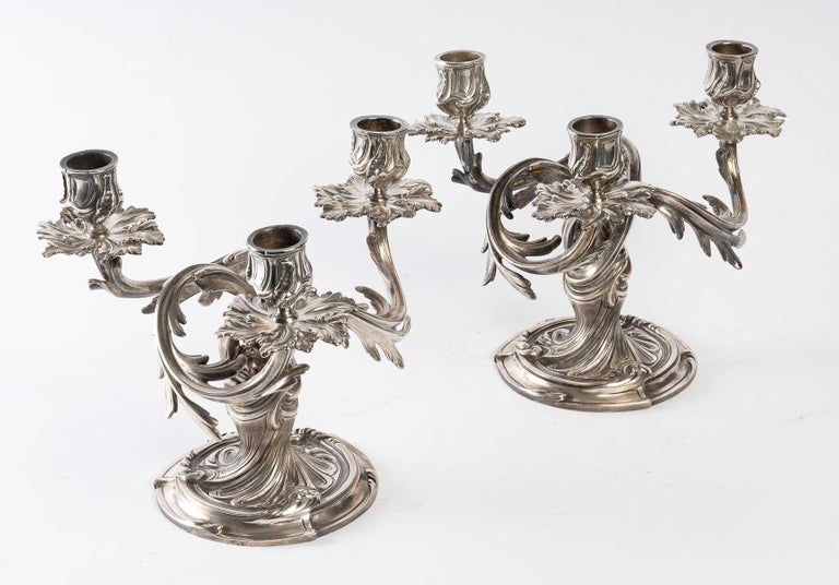 Pair of "Christofle" Candlesticks For Sale at 1stDibs