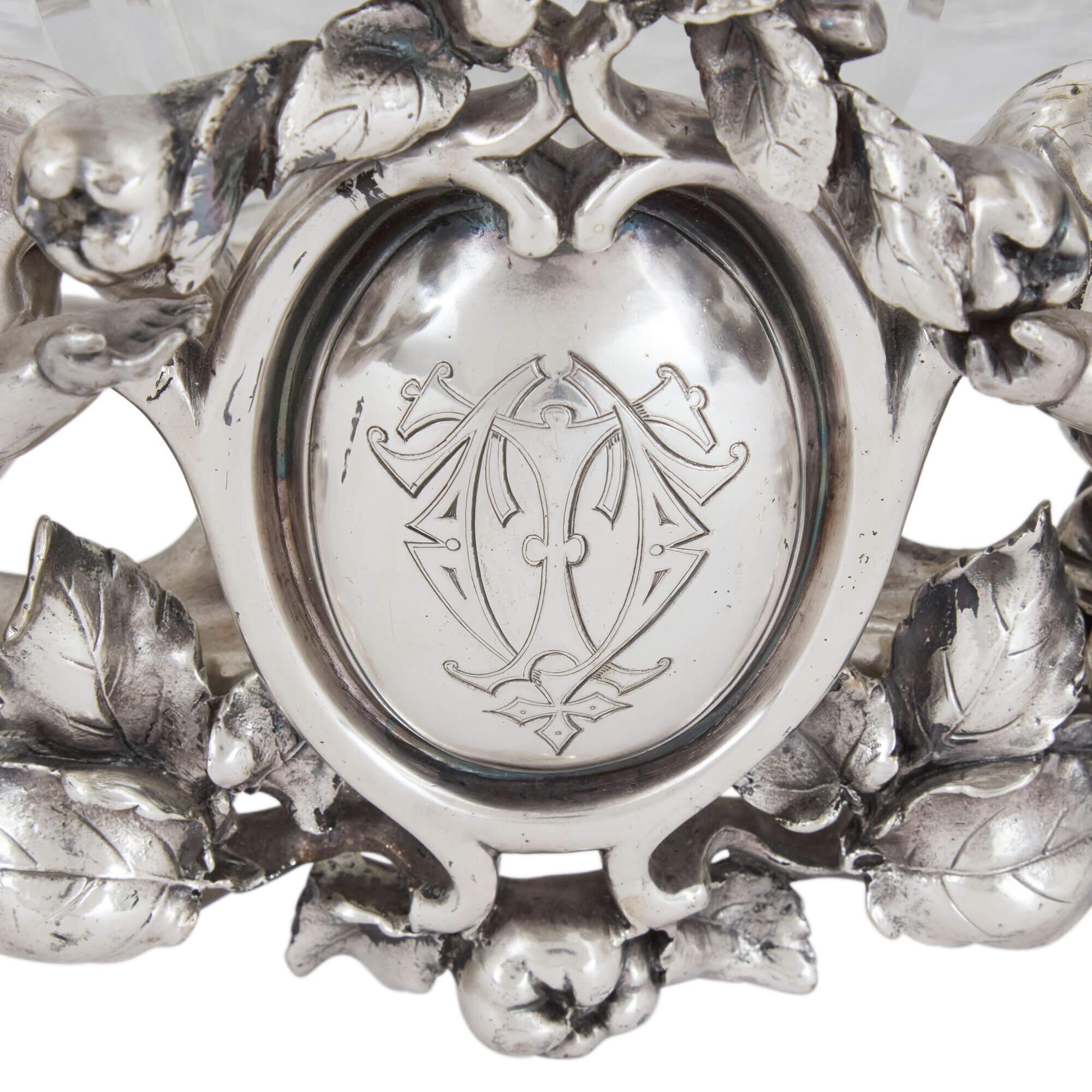 Pair of Christofle Cut-Glass and Silvered Bronze Centrepieces For Sale at 1stDibs