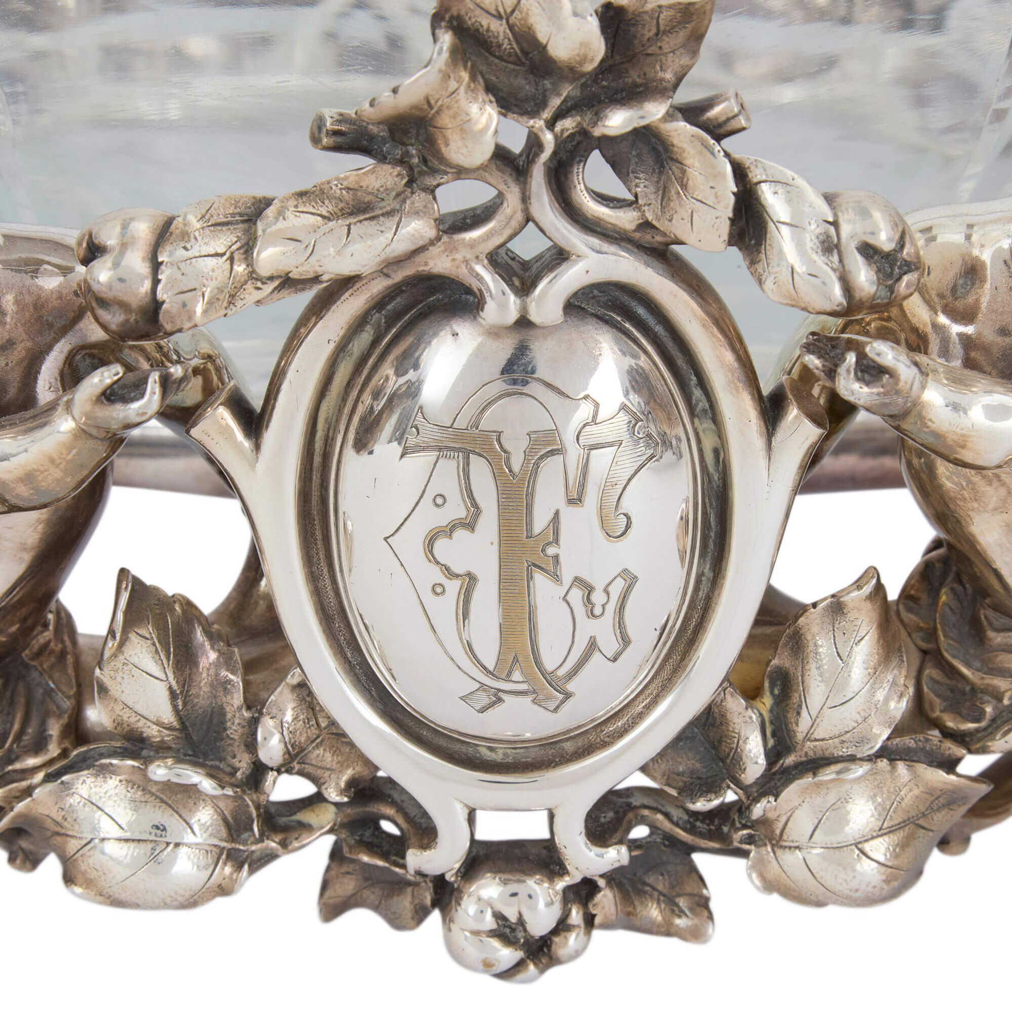 Pair of Christofle Cut-Glass and Silvered Bronze Centrepieces For Sale at 1stDibs