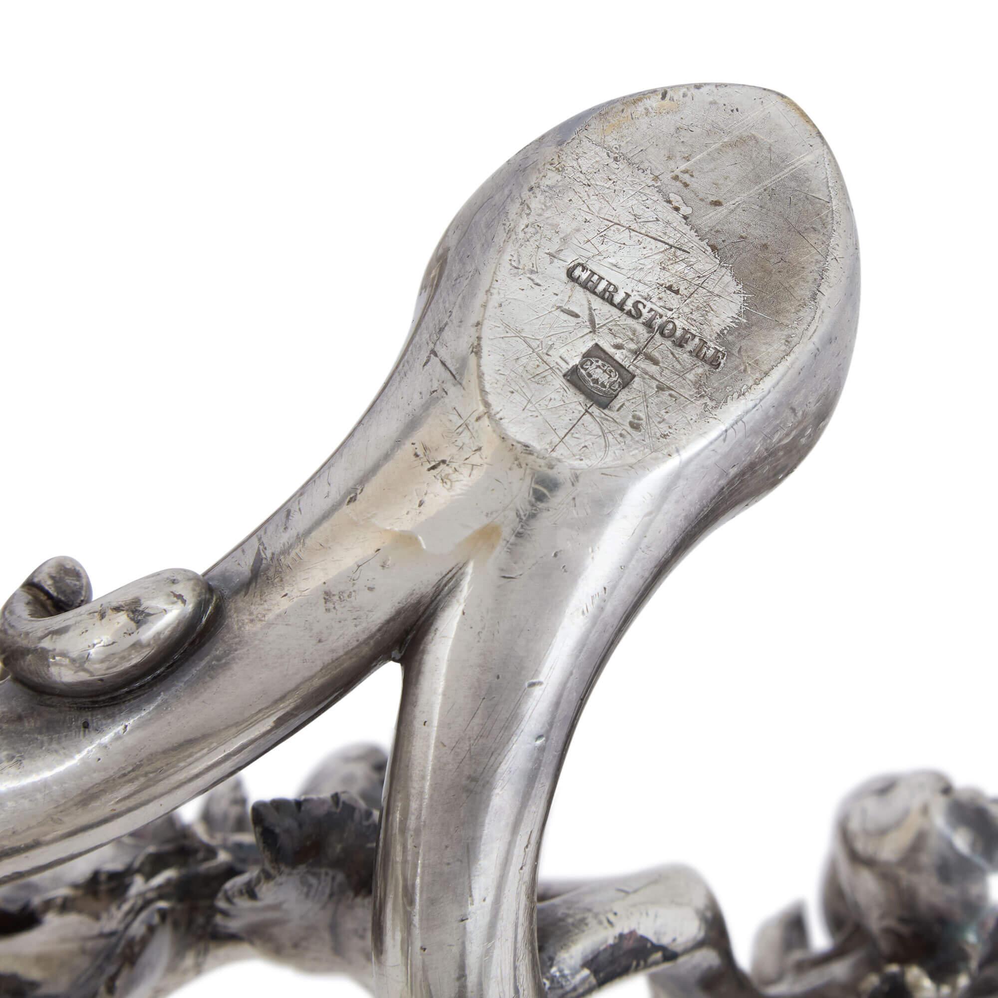 Pair of Christofle Cut-Glass and Silvered Bronze Centrepieces For Sale at 1stDibs