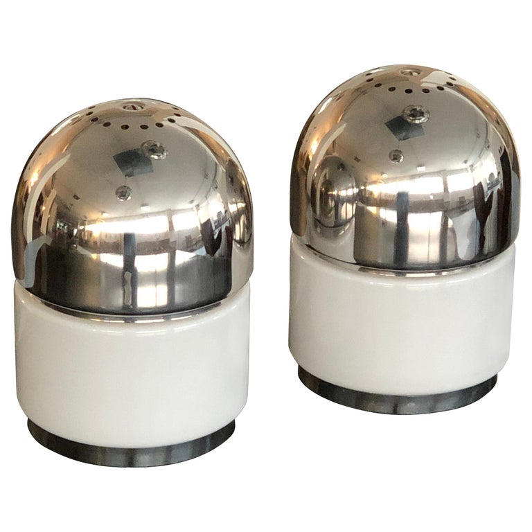 Pair of Chrome and Glass "Salt and Pepper" Table Lamps by Goffredo ...