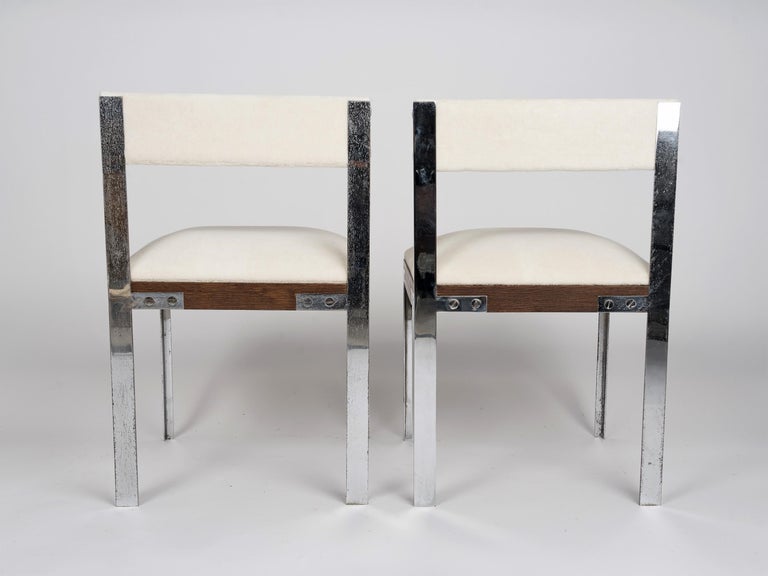 Pair of Chrome and Palmwood Chairs by Hubert Nicolas, France 1970's For ...