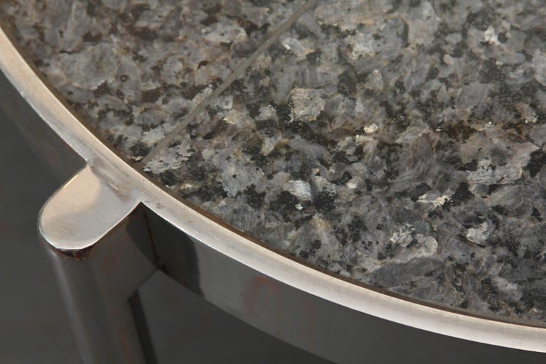 Pair of Chrome Framed Granite Top Tables For Sale at 1stDibs