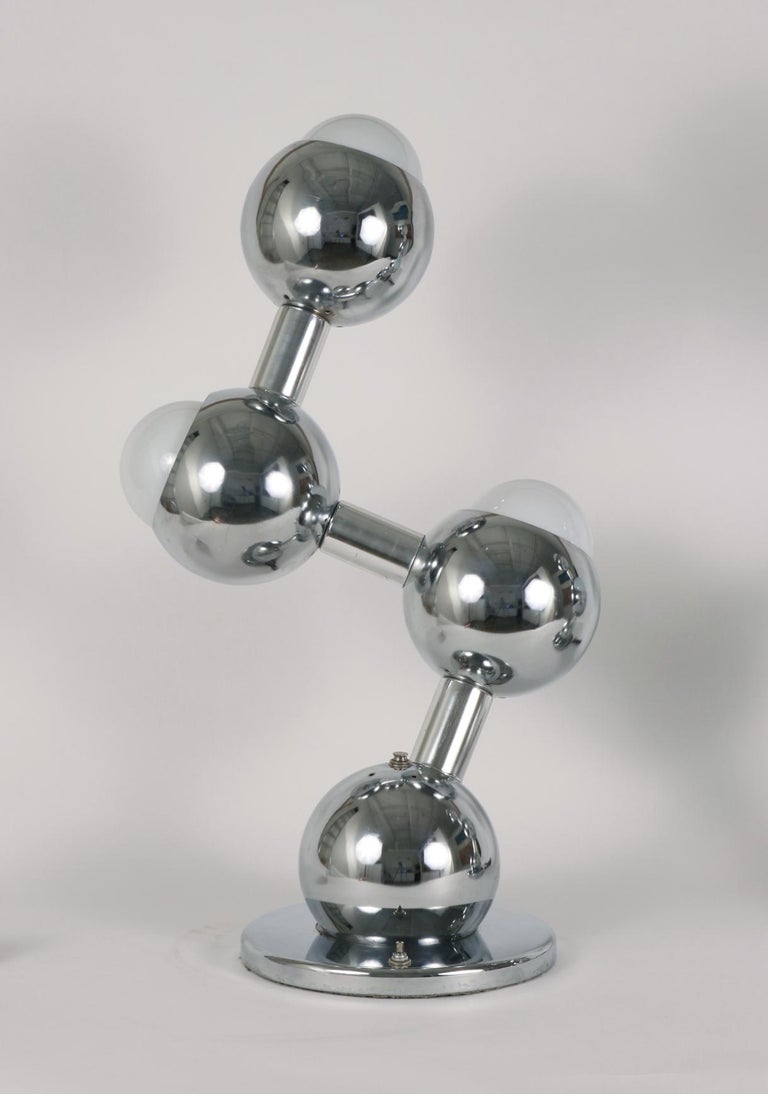Pair of Chrome Molecule Lamps For Sale at 1stDibs