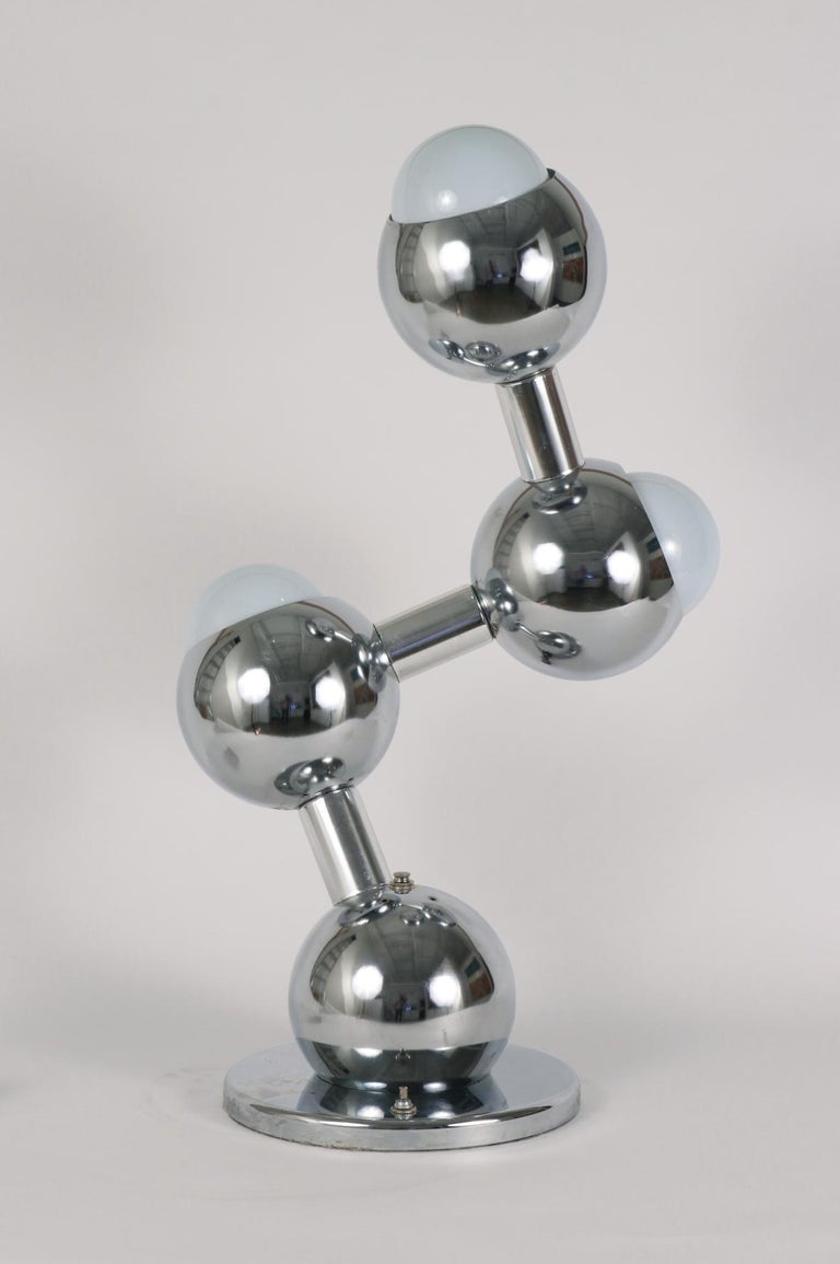 Pair of Chrome Molecule Lamps For Sale at 1stDibs